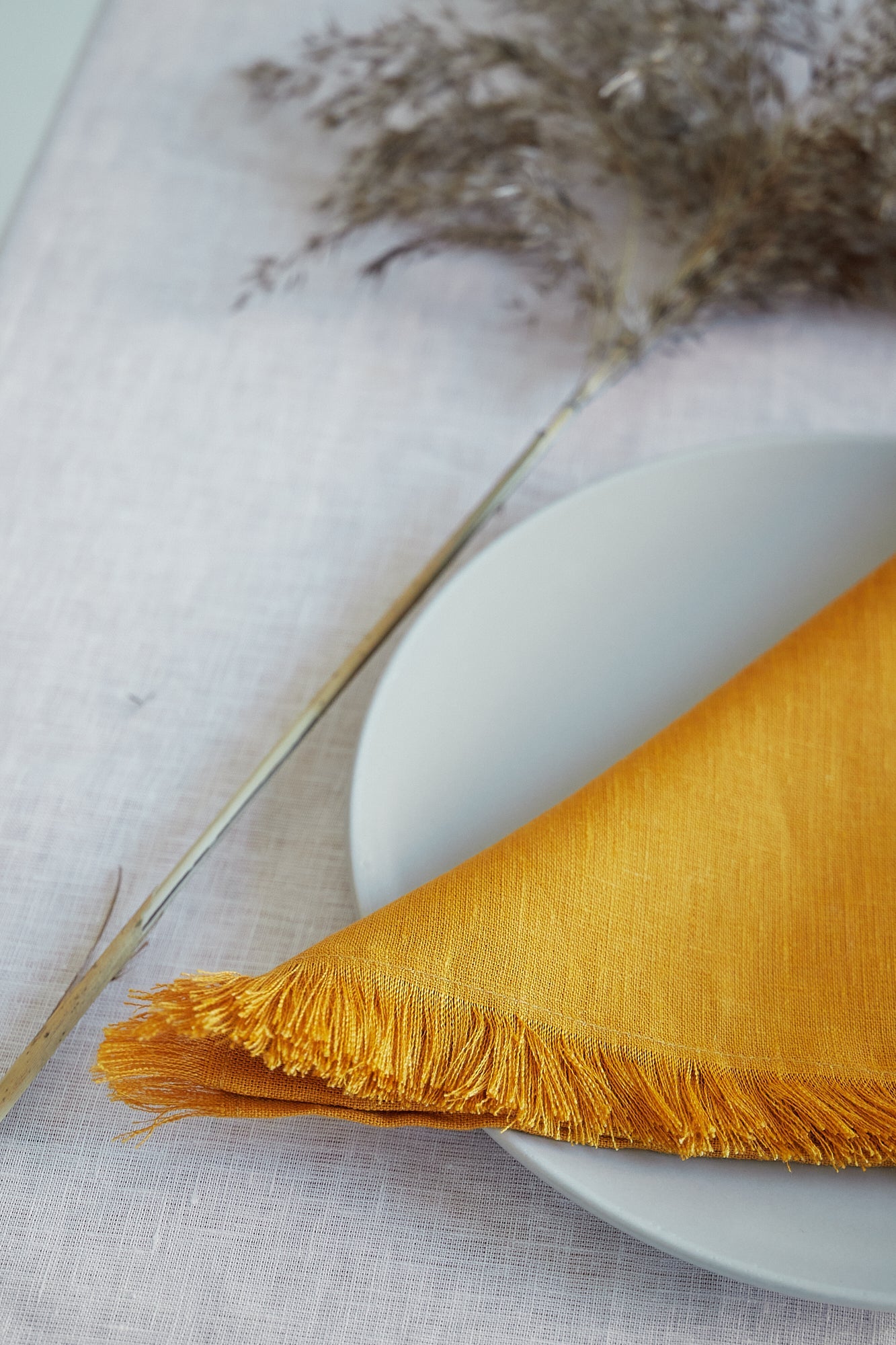 Uplift Your Table Style Mustard Yellow Fringed Linen Napkins – The ...