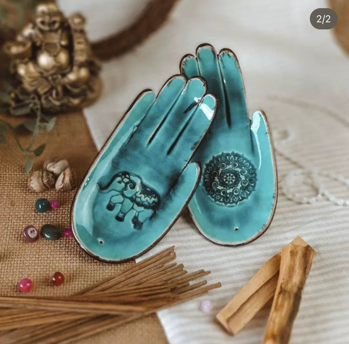 Hand-Crafted Ceramic Incense Burner Palm Turquoise – The Modern Heritage