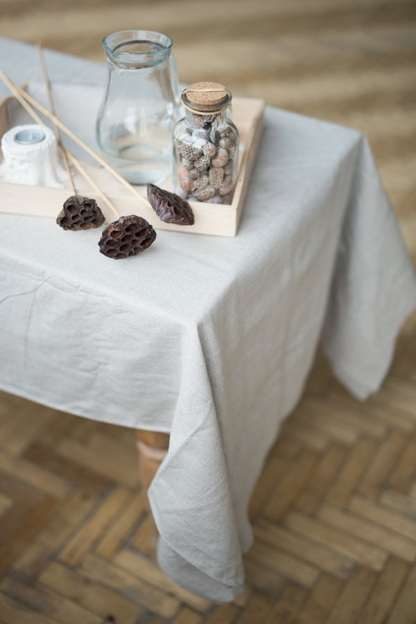 Dine with Elegance with Light Grey Rectangular Linen Tablecloth – The ...